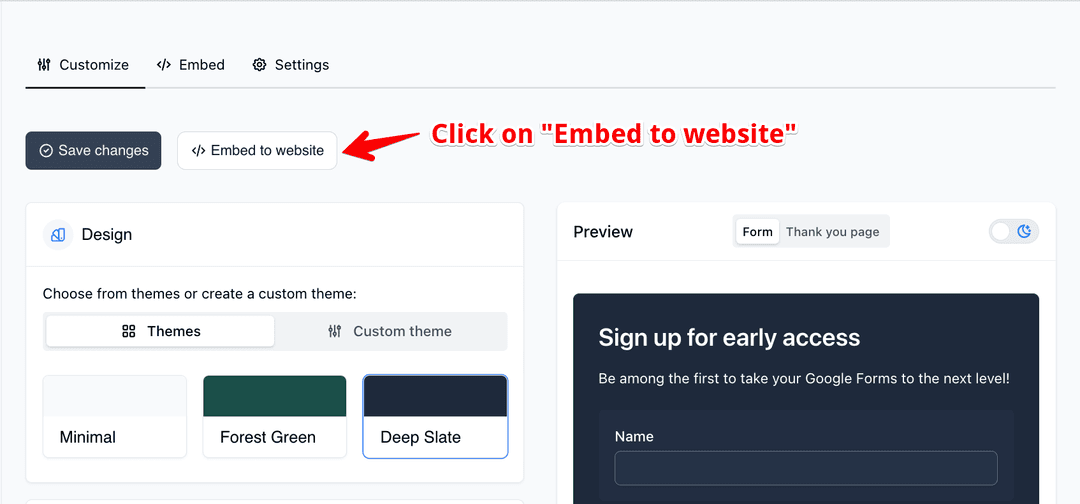 How to embed Google Form in website – CustomGForm